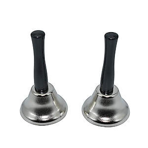Maydahui 2PCS Dinner Hand Bell Silver Steel Loud Call Christmas Jingle Bells for Wedding Events Decoration Alarm Inside Classroom Food Line Jingles Ringing