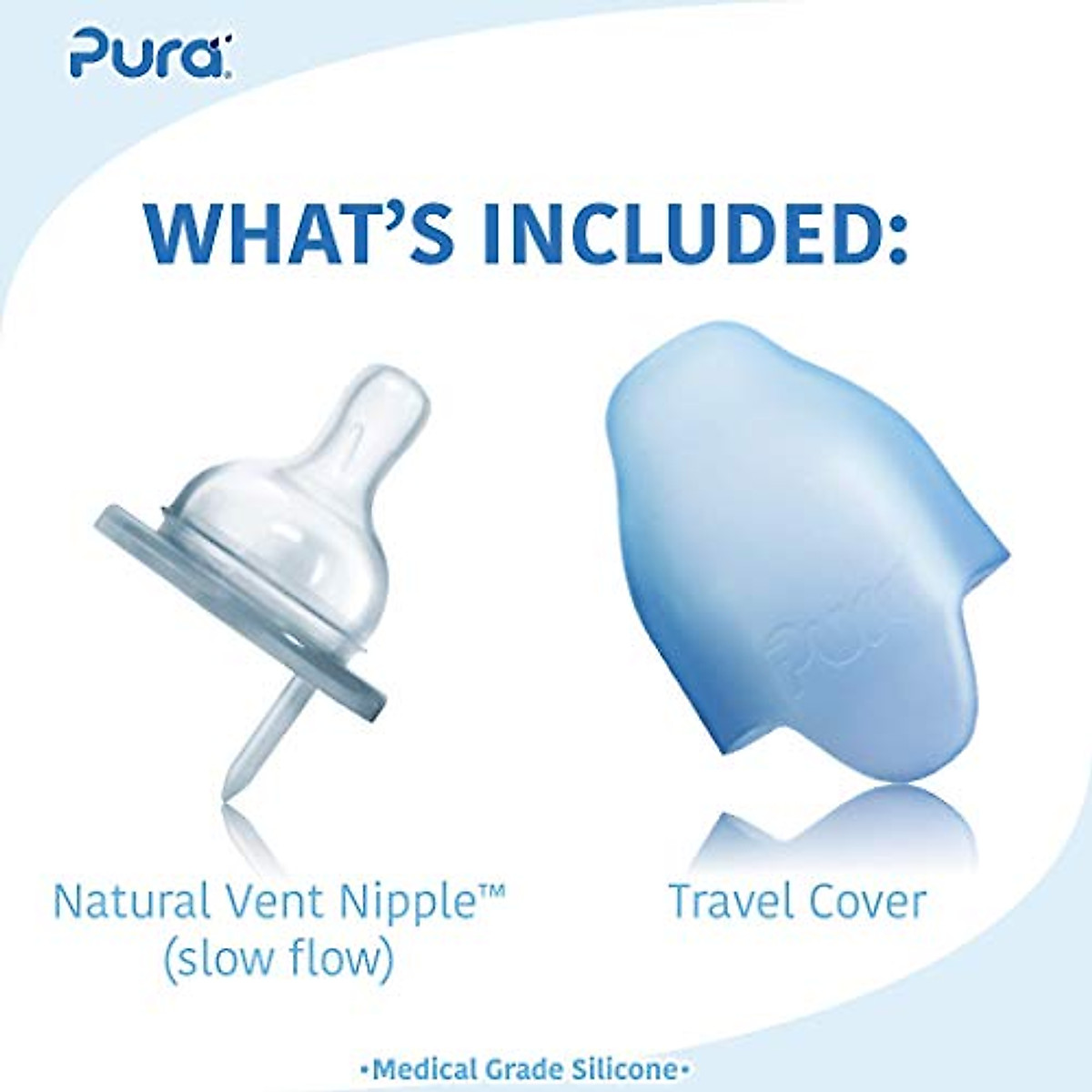 Pura Kiki 5oz/150ml Stainless Steel Anti-Colic Infant Bottle w/Silicone Natural Vent Nipple & Sleeve, Medical-Grade Silicone - Aqua