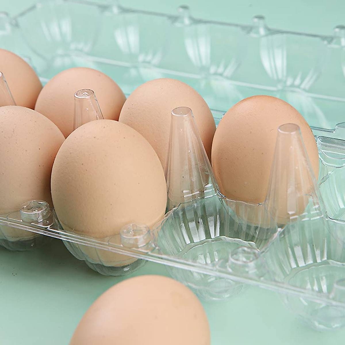 24Pack Clear Plastic Disposable Egg Tray Carton Holder for Family Pasture Chicken Farm Business Market- Holds up to 12 Eggs Securely