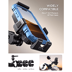 JOYROOM Aluminum Alloy Motorcycle Phone Mount with Vibration Dampener, Motorcycle Phone Holder for Motorcycle Harley Bike Bicycle Scooter ATV/UTV, Compatible with iPhone, Samsung, All Cell Phones