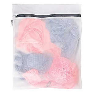 iDesign Mesh Laundry Bag Built in Zipper for Delicates, 16" x 0.5" x 20", Large