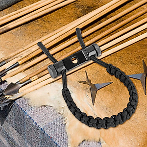 Bow Wrist Sling, 1Pc Archery Adjustable Compound Wrist Rope Durable Leather Braided Cord Rope Hunting Accessory (Black)