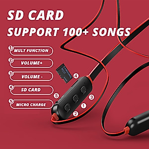 Xmenha Neckband Bluetooth Headphones Earbuds Magnetic Wireless Around The Neck Ear Buds Wired Retractable Waterproof Sports Long Battery Life