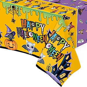 ceiba tree Halloween Tablecloth Plastic Disposable Table Cover Table Cloth 3 Packs Rectangle 54X108 Inch Halloween Party Supplies Table Decorations Decor Trick or Treat