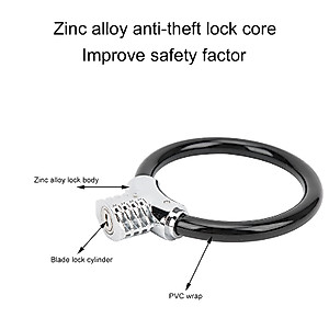 Steel Cable Lock, Portable Steel Lightweight Cycling Cable Lock Convenient with PVC Wraps the Lock Body for Bicycle Mountain