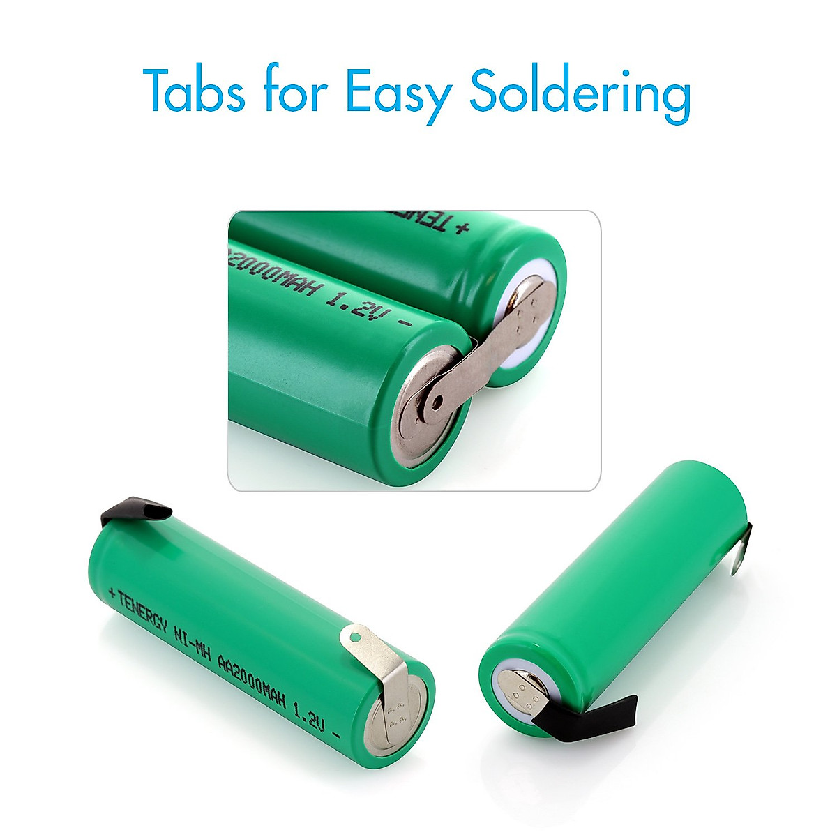 Tenergy AA 1.2V NiMH 2000mAh Flat Top Rechargeable AA Batteries with Tabs, 4 Pack