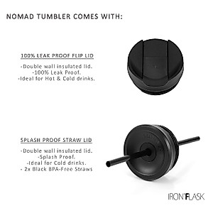 IRON °FLASK Nomad Tumbler - 2 Lids Straw Flip, Vacuum Insulated Stainless Steel Bottle, Double Walled, Drinking Cup, Thermos Coffee Travel Mug, Water - Mothers Day Gifts for Mom - Dark Rainbow, 28 Oz