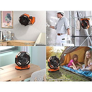 40000mAh Battery Operated Camping Fan, Rechargeable High Velocity Floor Fan, Auto Oscillation Remote Control Timer - Cordless Outdoor Fan for Car Travel RV Camp Garage Patio Hurricane Emergency