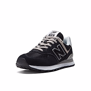 New Balance Women's 574 Core Sneaker, Black/White, 8