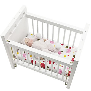 White Wooden Nursery Bedroom (5pcs) 1:12 Scale Dollhouse Furniture,Non-Toxic Paint