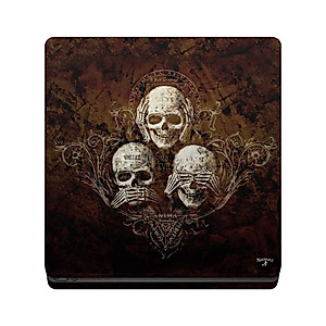 Head Case Designs Officially Licensed Alchemy Gothic No Evil Three Skull Gothic Vinyl Sticker Gaming Skin Decal Cover Compatible With Sony PlayStation 4 PS4 Slim Console and DualShock 4 Controller