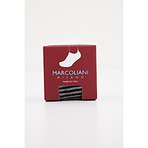 Marcoliani Milano Mens Invisible Touch No Show Pima Cotton Stripe Sneaker Socks, Black, One Size Fits Most
