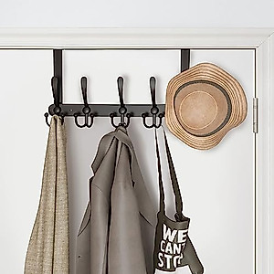 C&AHOME Over The Door Hooks - 10 Hooks Over Door Hanger Racks,Over Door Coat Rack for Hanging Clothes Hat Towel, Heavy Duty Black Over The Door（Stainless Steel）