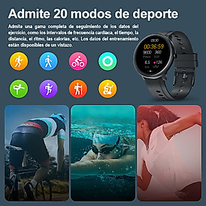 FITUP for Men Women V15S Smart Watch, 1.28 Inch, Round Large Screen, Heart Rate, Blood Oxygen, Sleep Monitoring, SmartWatches Supports 20 Sports Modes, Fitness Tracker(Black)