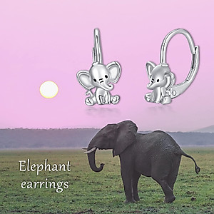 Sterling Silver Elephant Hoop Earrings Elephant Gifts Elephant Jewelry for Women Hypoallergenic Earrings