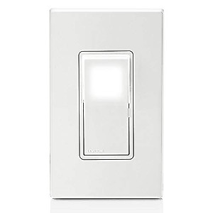 Leviton L5611-2W 15 Amp, 120/277 Volt, Decora LED Illuminated Rocker Single-Pole AC Quiet Switch, Residential Grade, Grounding, White