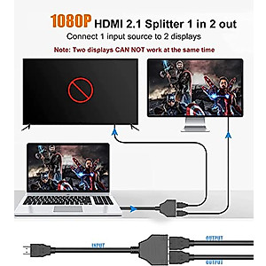 PANPEO HDMI Splitter for Dual Monitors, HDMI Cable 1080P Male to Dual HDMI Female 1 to 2 Channels HDMI Splitter Adapter for HDMI HD, LED, LCD, TV,Two The Same TVs at The Same Time