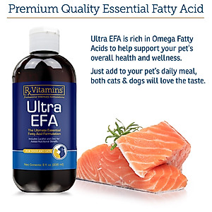 Rx Vitamins Ultra EFA Omega 3 Fish Oil for Dogs & Cats - Promotes Heart, Brain, and Joint Health with Vitamin E, Biotin, and Zinc - Liquid Fish Oil for Itch Relief, Dog Shedding, Coat Health - 8 oz