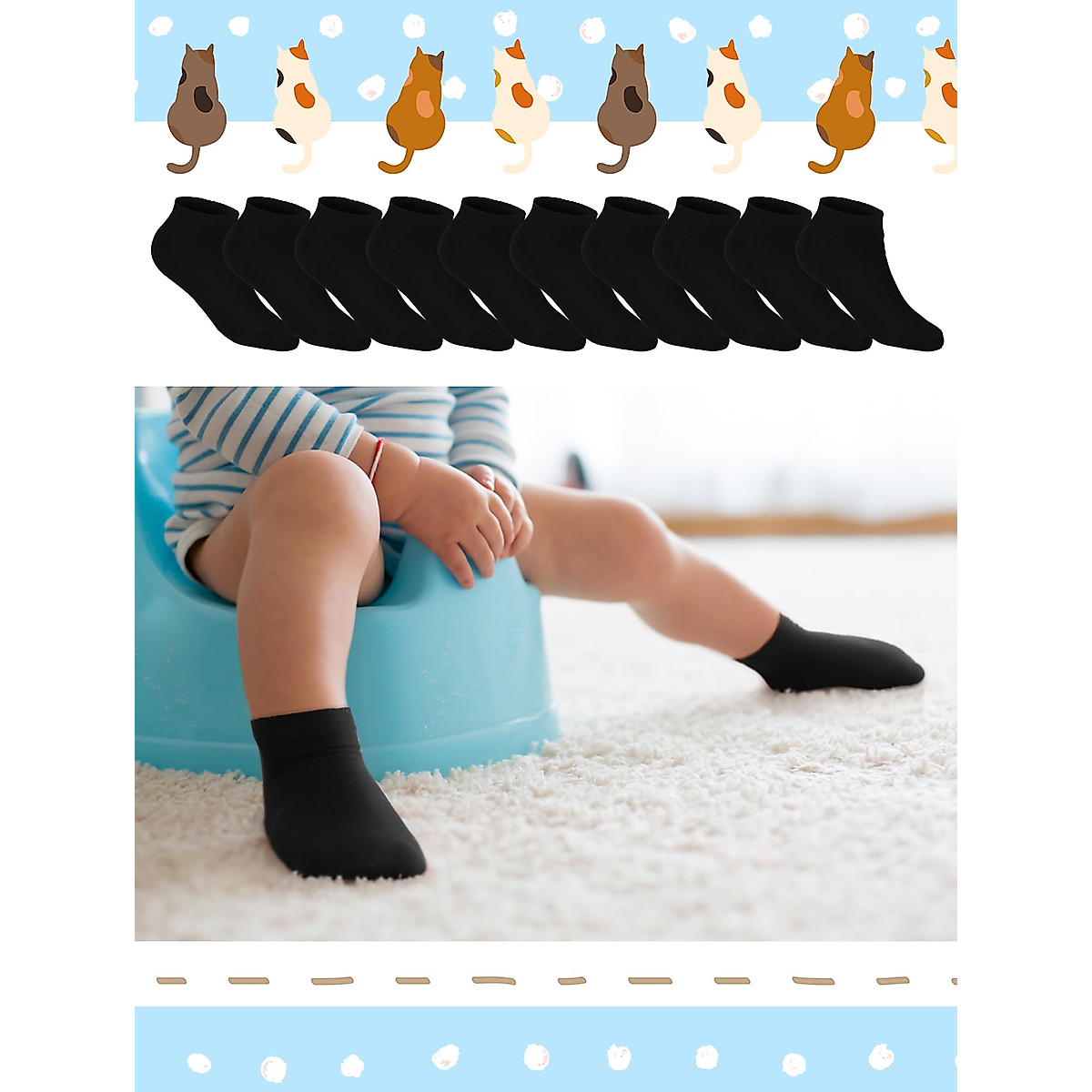 Giegxin 50 Pairs Small Socks Bulk Little Socks Low Cut Ankle small Socks Mini Anklet Socks Soft Cotton Small Socks(Black)