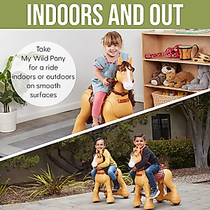 ECR4Kids My Wild Pony, Motorized Ride-On Horse for Kids, Walking Horse Toy with Wheels for Boys and Girls,12V Battery Powered Electric