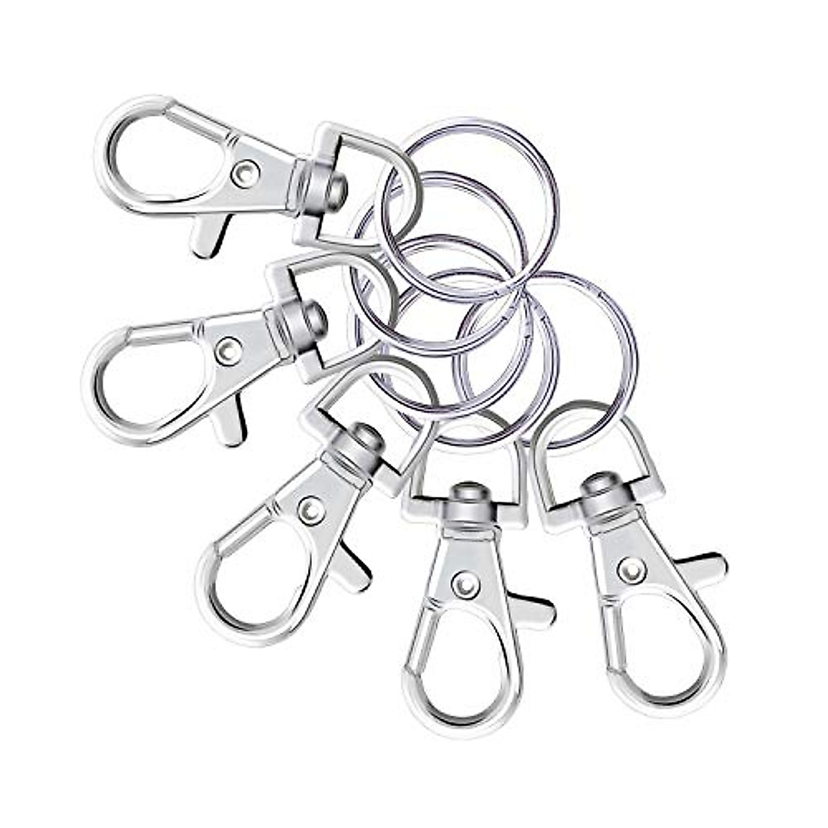 Livder Metal Swivel Lanyard Snap Hooks and Split Key Rings Chain Hook Keychain, 100 Pieces