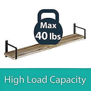 Wallniture Toledo Floating Bookshelf Set of 3, Wood Floating Shelves for Wall Storage, 36"x6" Long Wall Shelves for Living Room, Bathroom, Bedroom, Kitchen Pantry,Burnt Finish