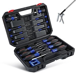 WORKPRO Magnetic Screwdriver Set, 16-Piece Torx Slotted Phillips Precision Screwdrivers with Magnetizer, Organized in Blow Mold Case, for Home Repair and DIY Projects