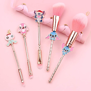Interstellar Baby Makeup Brushes Set - 5Pcs Creative Stitch Theme Cosmetic Brushes Set, Premium Synthetic Foundation Eyeshades Brush Set Best Gift for Young Girl Women