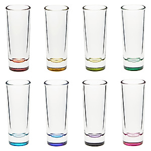 Juvale 24 Pack 2 oz Colorful Shot Glasses Bulk Set for Tequila, Whiskey, Vodka, Liqueurs, 8 Rainbow Colors