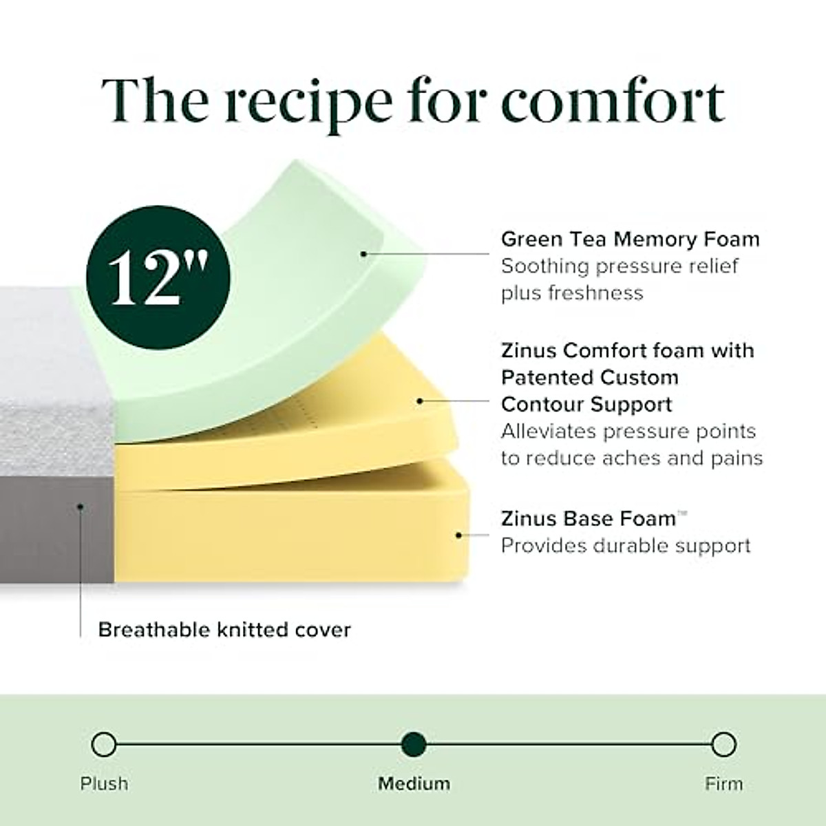 ZINUS 12 Inch Ultima Memory Foam Mattress [New Version], Queen, Fiberglass Free, Medium Firm Feel, Breathable Airflow Memory Foam, Certified Safe Foams & Fabric, Mattress in A Box