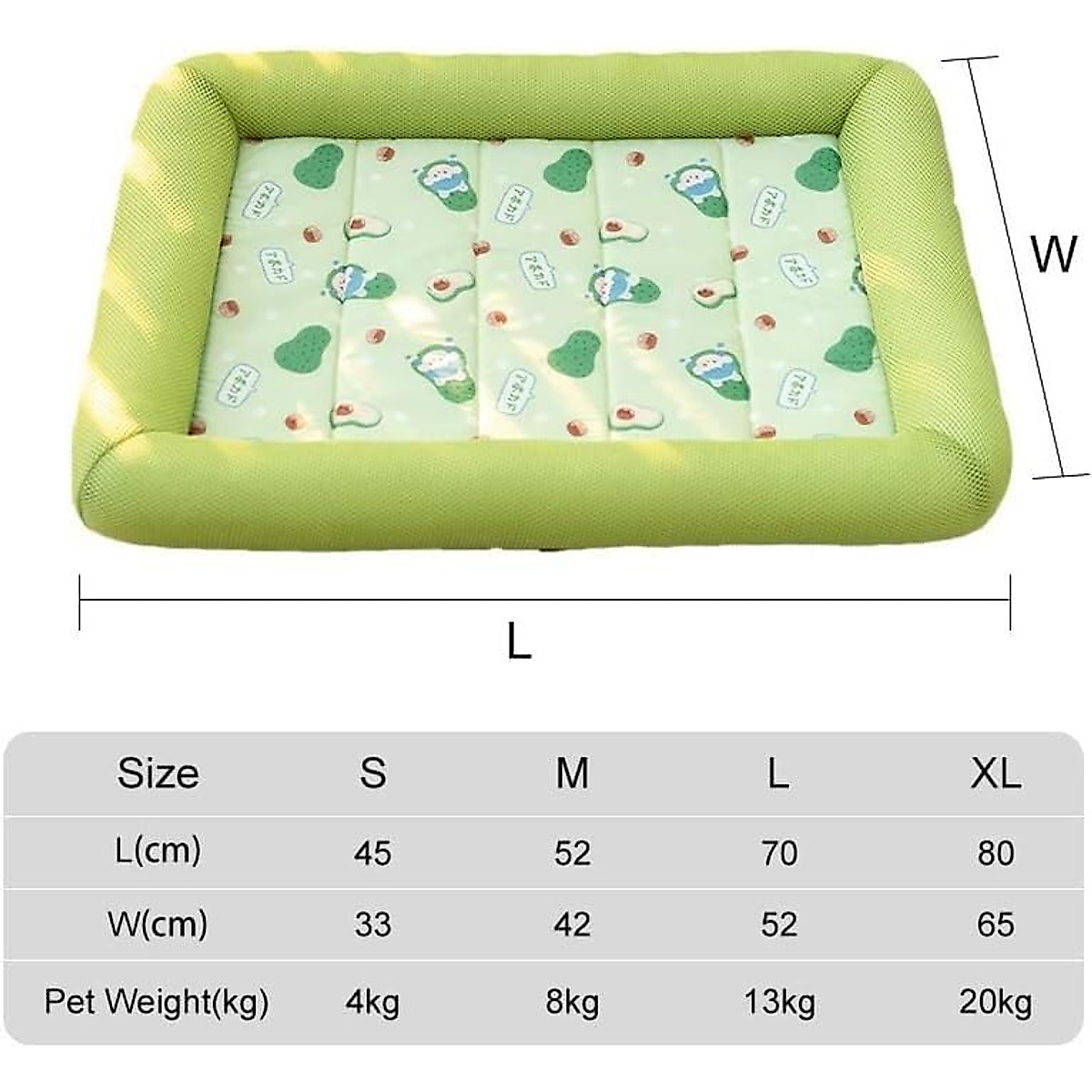 BUNGAA Dog Bed,Cool mat,Dog mat, Summer Cooling Pet Dog Mat Ice Pad Dog Sleeping Square Mats for Dogs Cats Pet Kennel Cool Cold Silk Dog Bed (Color : Square Snowman, Size : L)