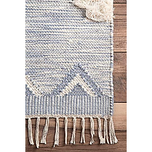 nuLOOM Savannah Moroccan Fringe Area Rug, 6' Square, Blue