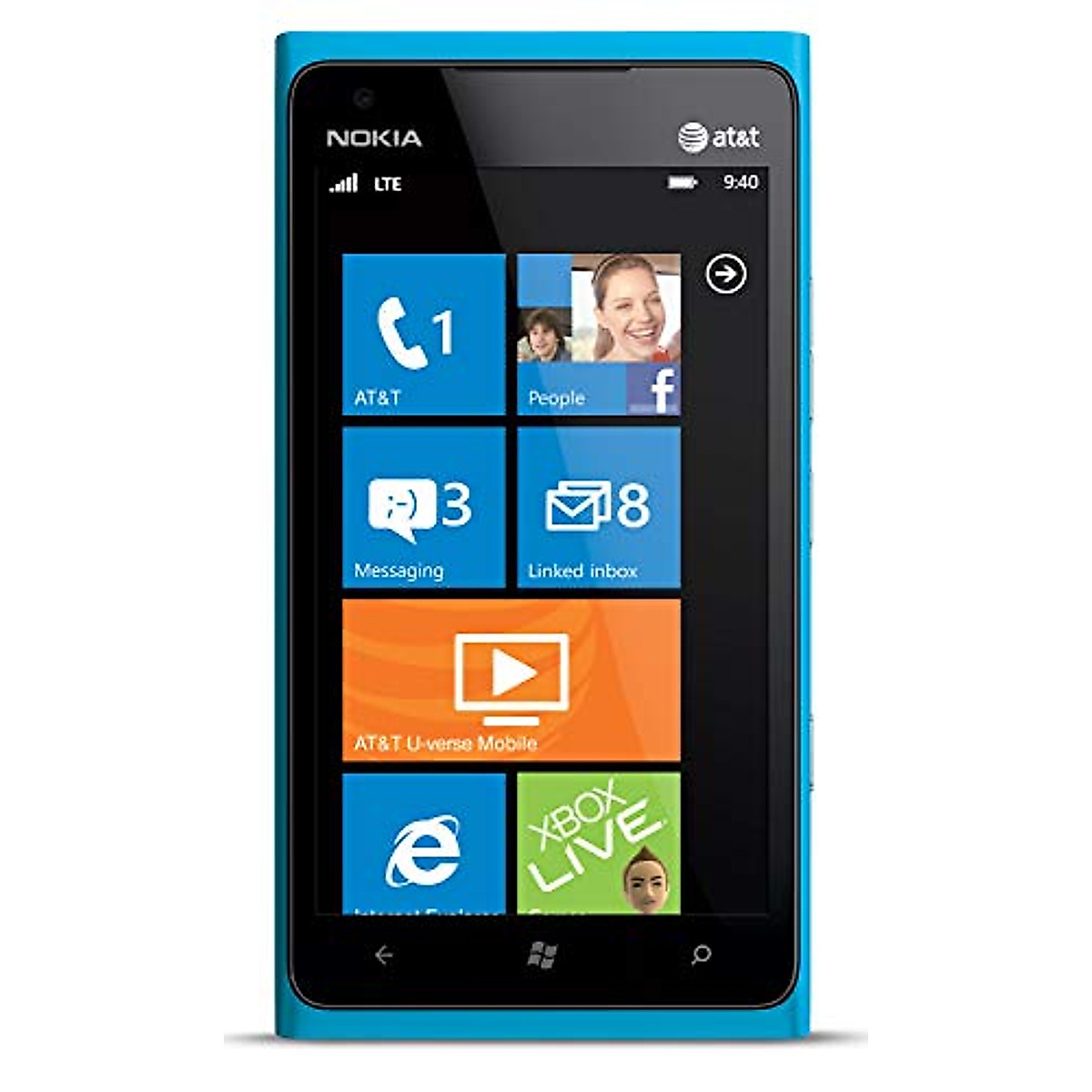 Nokia Lumia 900 AT&T GSM Unlocked 4G LTE Windows 7.5 Smartphone - Cyan Blue