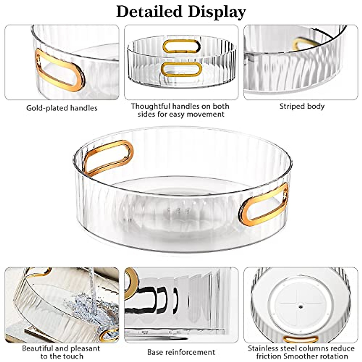 AOEUUTGG Large Capacity Makeup Brush Holder Turntable Organizer for Cabinet 360° Rotating Makeup Organizer, Multi-Purpose Desktop Stationary Organizer, Home Office Art Supply Storage Box（White）