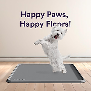 Pee Pad Tray Holder for Dogs - No Spill Raised Lip High Edge Silicone Mat, Extra Thick and Non-Slip for Indoor Floor Protection, Fits Up to 25 x 25 in. Square Potty Training Pads (Large, Grey) | eenk