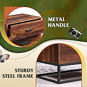 WLIVE Dresser for Bedroom with 4 Drawers, Chest of Drawers, Tall Dresser Drawers with Sturdy Metal Frame for Nursery, Hallway, Living Room, Closet, Brown Oak