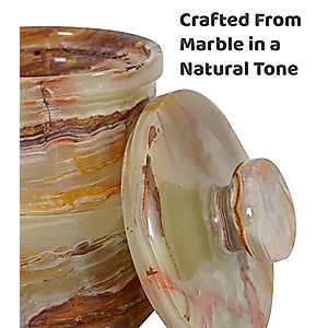 Radicaln Salt & Pepper Bowl – 5” Handmade Marble Green Onyx Dual Salt Cellar With Lid – 2” Each Brown Sugar Butter Keeper Spice Herbs Container Kitchen Accessories