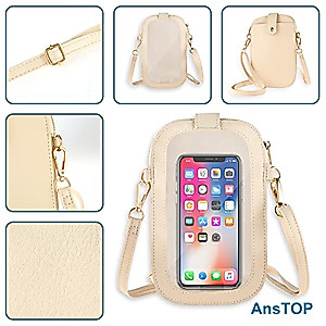 AnsTOP Small Crossbody Cell Phone Purse for Women - Lightweight PU Leather Crossbody Bag for Women Mini Phone Pouch Purse Best Gift
