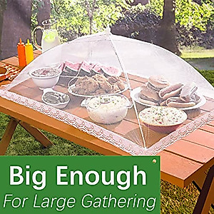 Mesh Food Covers for Outdoors - 7 Pack Upgraded 1 Extra Large 40x24 in & 6 Large 17x17 in Outdoor Party Food Cover Tent Collapsible Picnic Nets Umbrella Screen Pop Up Food Dome for Outside (White)