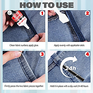 Fabric Glue, Strong Fabric Adhesive Permanent Washable Clear Clothing Glue for All Fabrics, Cotton, Flannel, Denim, Leather, Polyester, Doll Repair,Rhinestones, Patches, Waterproof Fabric Glue (2pcs)