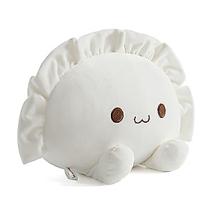 Ditucu Cute Dumpling Plush Pillow Funny Food Soup Dumpling Plushie Kawaii Stuffed Aniamls Toys Hugging Gifts for Kids White 14 inch