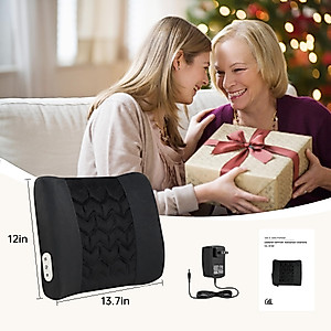 CILI Lumbar Support Pillow for Office Chair, Heated Back Support Pillow with Vibration, Back Massager for Chair, Back Rest Cushion Pillow for Desk Chair Sofa, Gifts for Mom Dad Women Men