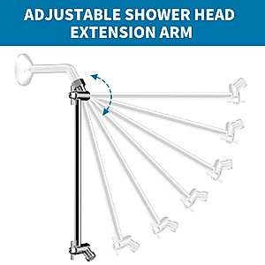 12 Inch Solid Brass Adjustable Shower Head Extension Arm Flexible Height & Angle Shower Arm Extender with Lock Joints, Universal Connection Solid Stainless Steel Shower Extension Arm, Chrome Finish