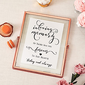 Calculs in Loving Memory Rose Gold Picture Frame 8x10 for Wedding Sign Display Holder- Memorial Metal Glass Floating Photo Frames Menu Holder for Party Table Decoration