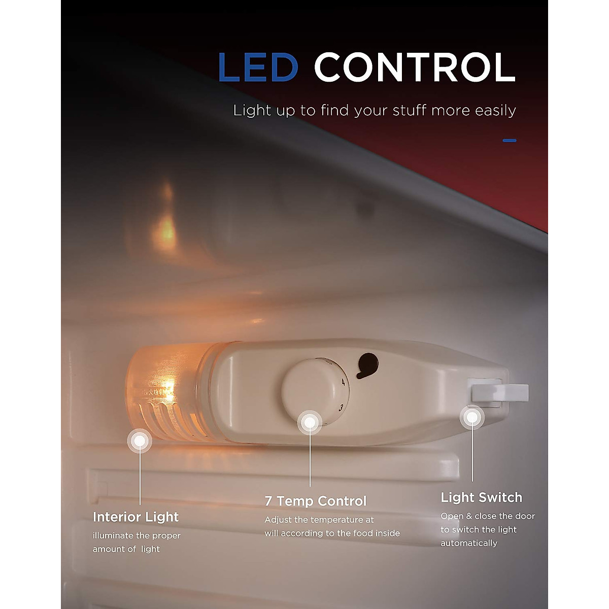 Northair 2-Door Mini Refrigerator with Freezer Compact Fridge with Removable Basket and Shelves 3.2 Cu Ft Red