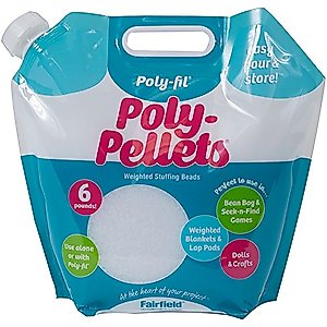 FAIRFIELD Processing Fil Poly Pellets Weighted Stuffing Beads, 6 Pound Pour and Store Bag, White 6 Lbs