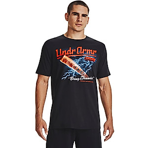 Under Armour Men's Lightning Script Baseball Short Sleeve T-Shirt, (001) Black / / White, X-Large
