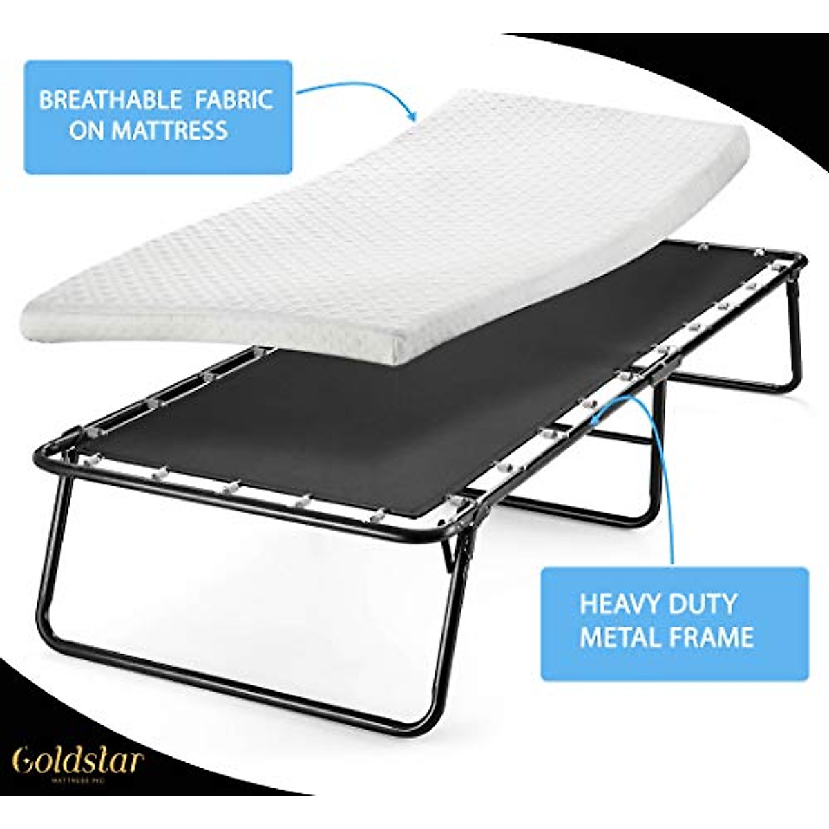 Guest Folding Bed Cot - with Memory Foam Mattress Compact, Portable & Lightweight Folding Bed Frame with Thick Memory Foam Mattress for Spare Bedroom & Office (31 inch)