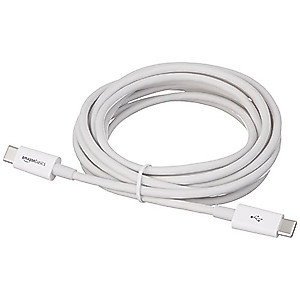 Amazon Basics USB-C to USB-C 2.0 Fast Charger Cable, 480Mbps Speed, USB-IF Certified, for Apple iPhone 15, iPad, Samsung Galaxy, Tablets, Laptops, 9 Foot, White