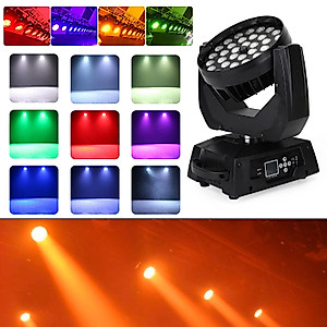 Frezon 2Pcs 360W Stage Lights Moving Head Light, RGBW DJ Stage Lighting, LED Circle Ring DMX 16Ch Stage Lights for Wedding Birthday Christmas Holiday